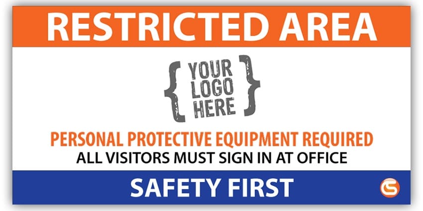 Restricted Area Job Site Safety Banner, Custom Logo - GME Supply
