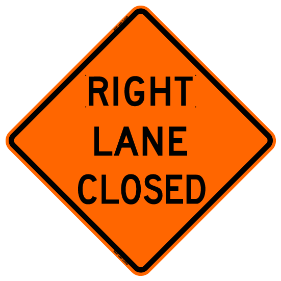 Bone Safety 'Right Lane Closed' Sign - GME Supply