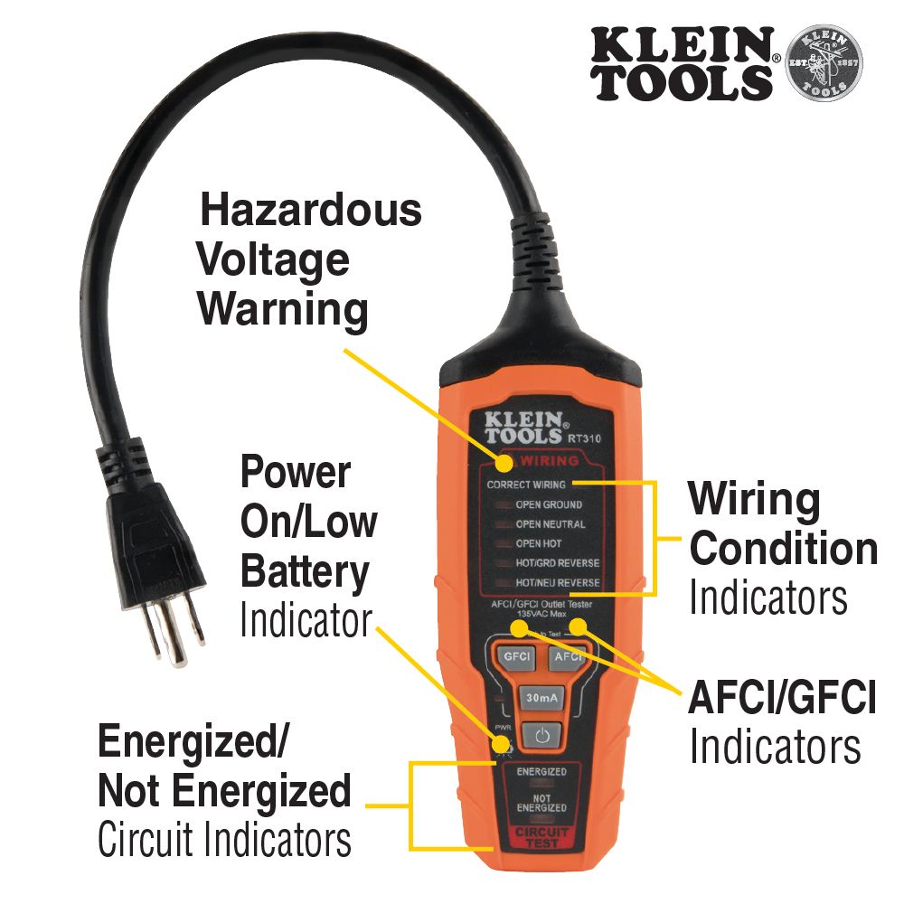 Klein Tools AFCI/GFCI Outlet Tester - GME Supply