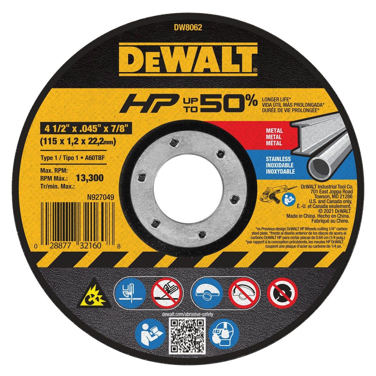 DEWALT High Performance Metal Cutting Wheel - GME Supply