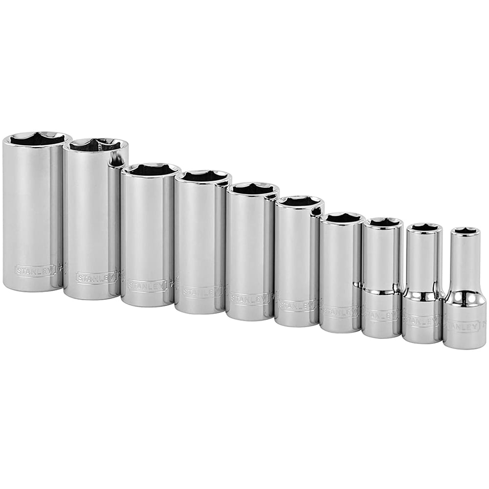 Stanley 10 Piece Professional Grade SAE 3/8-Inch Drive 6-Point Deep ...