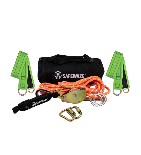 Safewaze 2 Person Rope Horizontal Lifeline Kit with Heavy Duty Cross ...