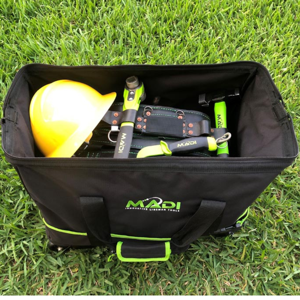 MADI Lineman Tools Lineman Dual Compartment Tool & Gear Bag w/ Wheels ...