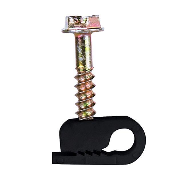 Vericom Bag of 100 Single Cat5 or Fiber Self-Tapping Black Screw Clips ...