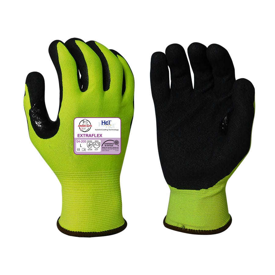 Armor Guys Extraflex Cut Level 3 Hi-Viz Yellow Nitrile Coated Gloves ...