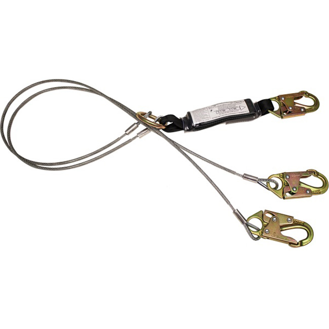 French Creek Dual leg Six Foot Wire Rope Kevlar Shock Absorbing Lanyard ...